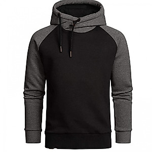 F_Gotal Men's Hoodies Pullover, Mens Autumn Winter Casual Long Sleeve Buttons Collars Cowl Neck Sports Hooded Sweatshirts Pocket