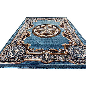KJGRUG Texas Stars Cowboy Western - Colors (5' x 7', Royal Blue)