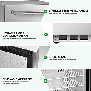 NUTRIFROST 24' Indoor Outdoor Beverage Refrigerator with 3 Removable Shelves, Built-in or Freestanding for Home Commercial 1 Door Design