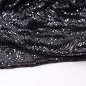 45x150cm Sparkly Metal Mesh Fabric Chainmail Jewelry Dress Craft Bag Making (Black)