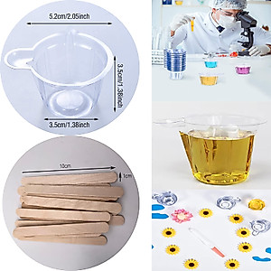 Mixing Cup 100PCS,40ml Disposable Plastic Resin Mixing Cups Multipurpose Dispensing Cup for Mixing Paint, Epoxy, Resin Crafts DIY (Clear),Come with 20 PCS Wood Craft Sticks