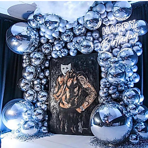 KALOR 10 Pcs 22 Inch White Mylar Balloons, Large 4D Giant Round Foil Balloon Big Mirror Metallic Balloons for Birthday Party Baby Shower Gender Reveal Supplies