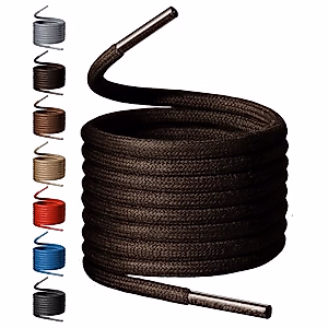 Birch 3/32”(2.4 mm) Thin Premium Round Waxed Dress Shoelaces (32" (81 cm) - L, BROWN)