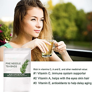 Wild Dried White Pine Needle Tea- 40 bags, 4g/bag- 100% Natural Pure Pine Needles Herbal Tea - Caffeine free- Cut & Sifted- Non-GMO - Immune Support