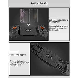 Joso Mobile Game Controller for iPhone, Android, PC, Steam, Direct Play, 15 Hours Playtime, Phone Controller Gamepad Joystick for iPhone 14 13 12 Pro Max, Galaxy S23 S22 Ultra, iPad, Tablet, MFi Games