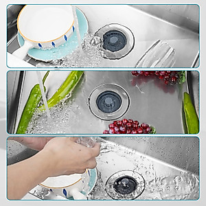 Hibbent 3 in 1 Kitchen Sink Drain Strainer, Stainless Steel Wrapped Shell Drain Stopper Combo, Pop Up Sink Stopper, Anti-Clogging Basket Strainer with Handle for US Standard 3-1/2" Drain