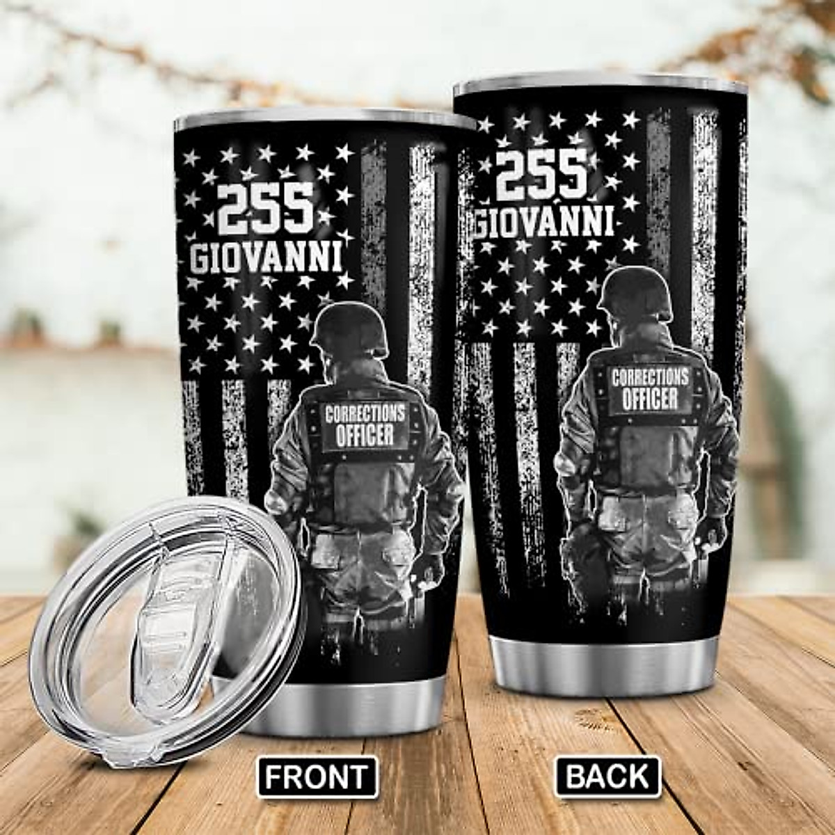 Wassmin Personalized Correctional Officer Gifts For Men Correction American Flag Tumbler 20oz 30oz Insulated Coffee Travel Mug Cup