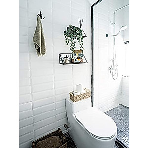 Mkono Floating Shelves Wall Mounted Set of 2 Rustic Wood Storage Display Shelf with Metal Wire Basket 11.5 Inches, Hanging Shelf for Bedroom Bathroom Living Room Kitchen Office, Brown,Small