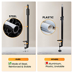 TARION Desktop Light Stand with 1/4" 3/8" Screws for Ring Light Tabletop Mount L Shape Clip Stand Adjustable 14-25in/35-64cm for Live Streaming Photograpghy Videograpghy Film Shooting Virtual Meetings