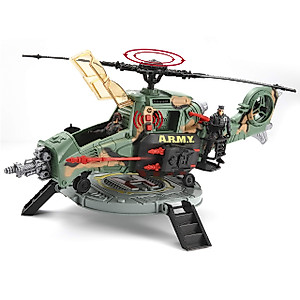 JOYIN 10-in-1 Jumbo Military Combat Helicopter Toy Set with Military Vehicle Toys and Military Action Figures, Realistic Lights and Sounds, for Combat Toys Imaginative Play