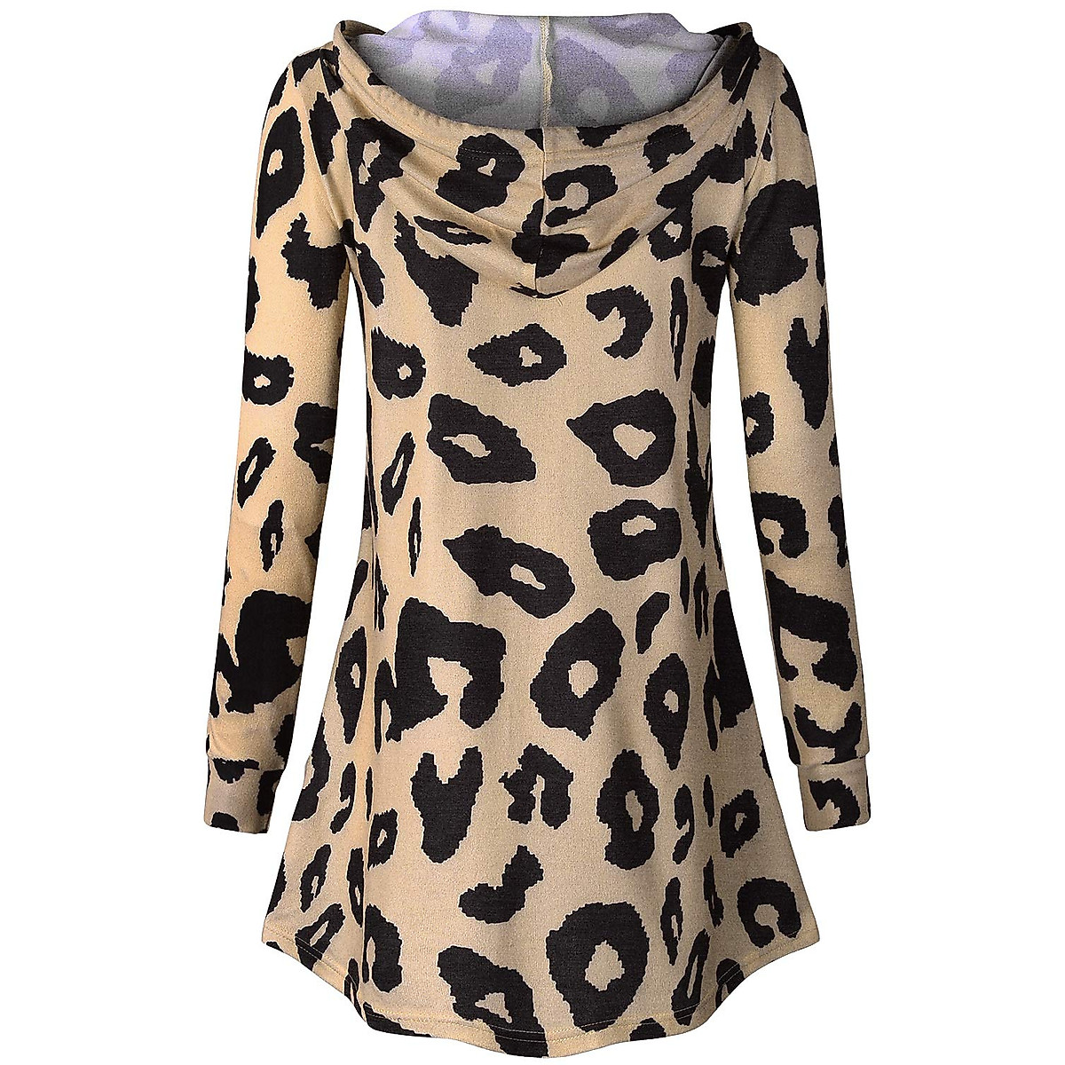 Miusey Leopard Sweatshirt, Misses Unique Long Hoodies with Double Pockets Nice Lightweight Zipper Jacket Pretty Tunics Cool Modern Animal Party Club Bar Disco Wear Leopard S