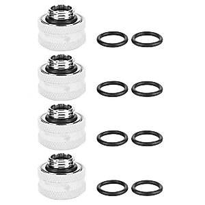 Pomya Water Cooling Fitting, 14mm Water Cooling Compression Fitting for Rigid Acrylic Tube OD (Pack of 4)(White)