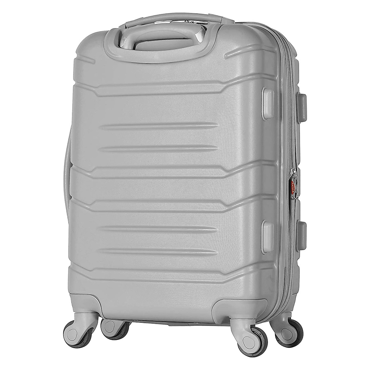 Olympia Denmark 21 Inch Expandable Carry On 4 Wheel Spinner Multiple Grip Luggage Suitcase with Aluminum Locking System and Interior Divider, Silver