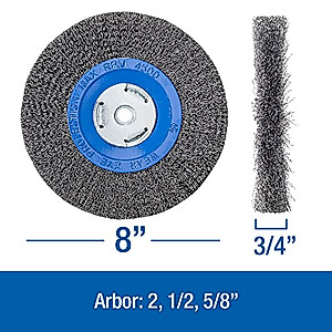 Mercer Industries 183020 - 8" x 3/4" x 2", 1/2", 5/8" Crimped Wire Wheel, .014 Carbon Steel Wire