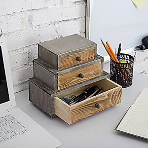MyGift 3-Drawer Desk Storage Organizer Drawers - Rustic Wood Office Supplies Cabinet
