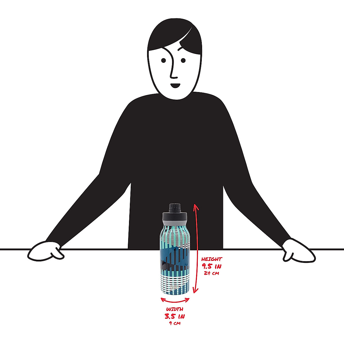 BUILT 32 Ounces Wide Mouth Cascade Double Wall Vacuum Insulated Stainless Steel Bottle with Chug Lid, Yellow and Orange Citrus Sunrise Ombre