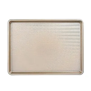 Kitcom Nonstick Large Baking Cookie Sheet, Heavy Duty Carbon Steel Baking Pan for Oven, 17.7 Inch x 12.8 Inch, Champagne Gold