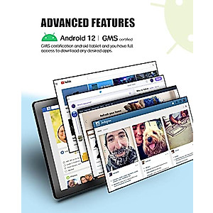 10.1 Inch Android 12 Tablet pc,64GB ROM 256GB Expand,Quad-Core Tablets,IPS HD Touch Screen and Dual Speaker,Google Certificated Wi-Fi Tablets,8MP+2MP Camera,6000mAh Long Battery Life（Black）