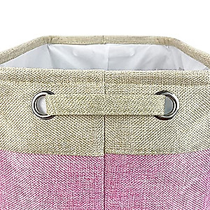 MALIHONG Custom Foldable Storage Basket with Lovely Dog Pit Bull Collapsible Sturdy Fabric Bone Pet Toys Storage Bin Cube with Handles for Organizing Shelf Home Closet, Pink and White
