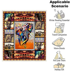 Elephant Blanket Super Soft 3D African Elephant Walking Throw Blankets for Couch Living Room Bed Adult and Teenager All Seasons Warm 51"x 59"