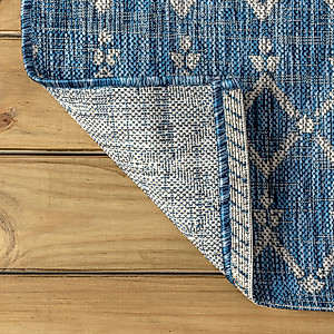 JONATHAN Y SMB108B-3 Ourika Moroccan Geometric Textured Weave Indoor Outdoor -Area Rug, Bohemian, Rustic, Scandinavian Easy-Cleaning,Bedroom,Kitchen,Backyard,Patio,Non Shedding, Navy/Light Gray, 3 X 5