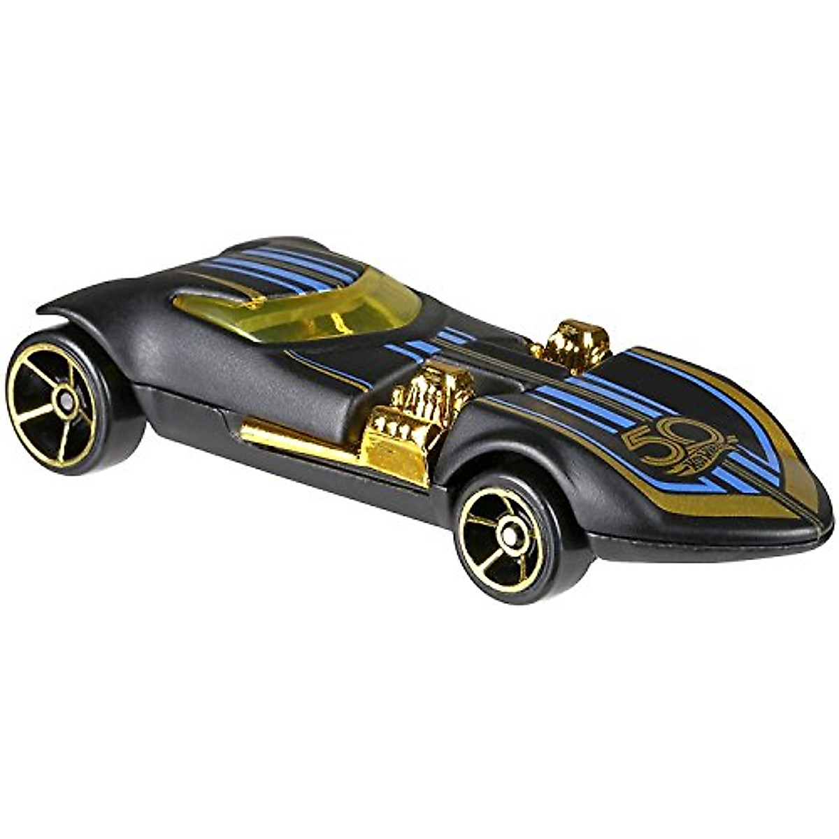 New 1:64 Hot Wheels 50th Anniversary Black & Gold Collection - Bone Shaker, Twin Mill, Rodger Dodger, Dodge Dart, Impala & Ford Ranchero Set of 6pcs Diecast Model Car By HotWheels
