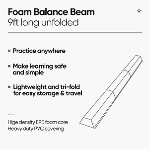 Oteymart 9FT Folding Balance Beam Extra Firm Foam Floor Gymnastic Beam Anti-Slip Base Equipment for Home Training, Kids, Adults