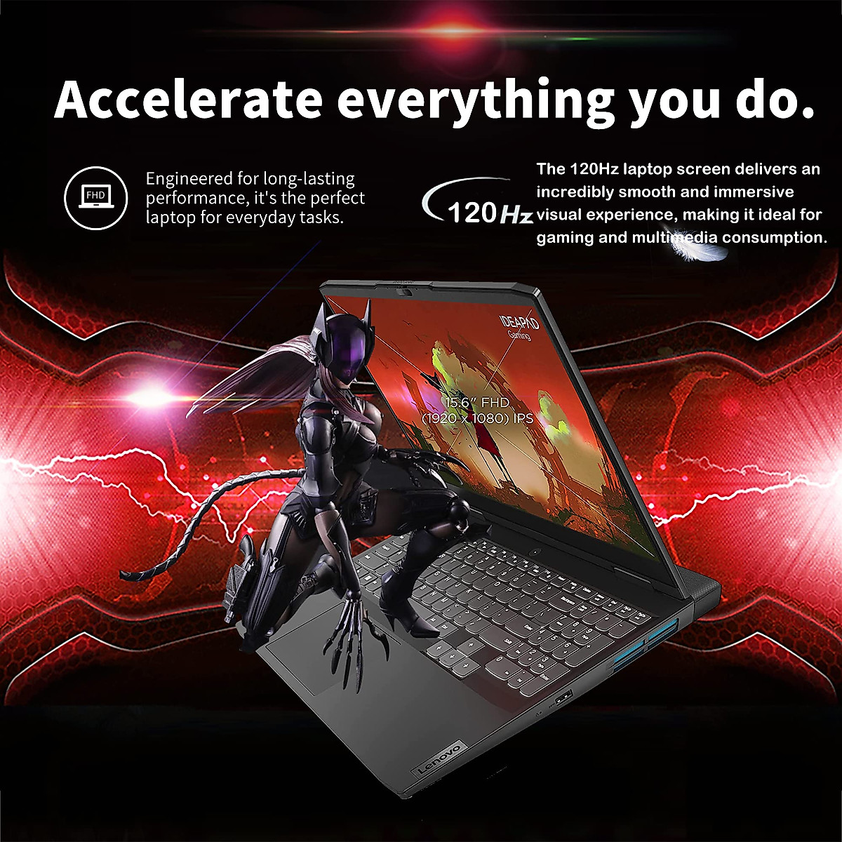 Lenovo 2023 IdeaPad Gaming 3 15.6'' 120Hz Laptop, AMD Ryzen 5 6600H, 16GB RAM, 1TB PCIe SSD, NVIDIA GeForce RTX 3050, Backlit Keyboard, Onyx Gray, Windows 11, 32GB SnowBell USB Card,