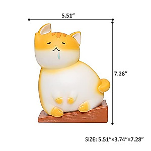 HyJeryty Cat Bookends for Kids, Lovely Resin Cartoon Cat Bookends Door Stopper, Cool Bookends for Heavy Books, Unique Book Holders with Anti-Slip Base (Big Orange)