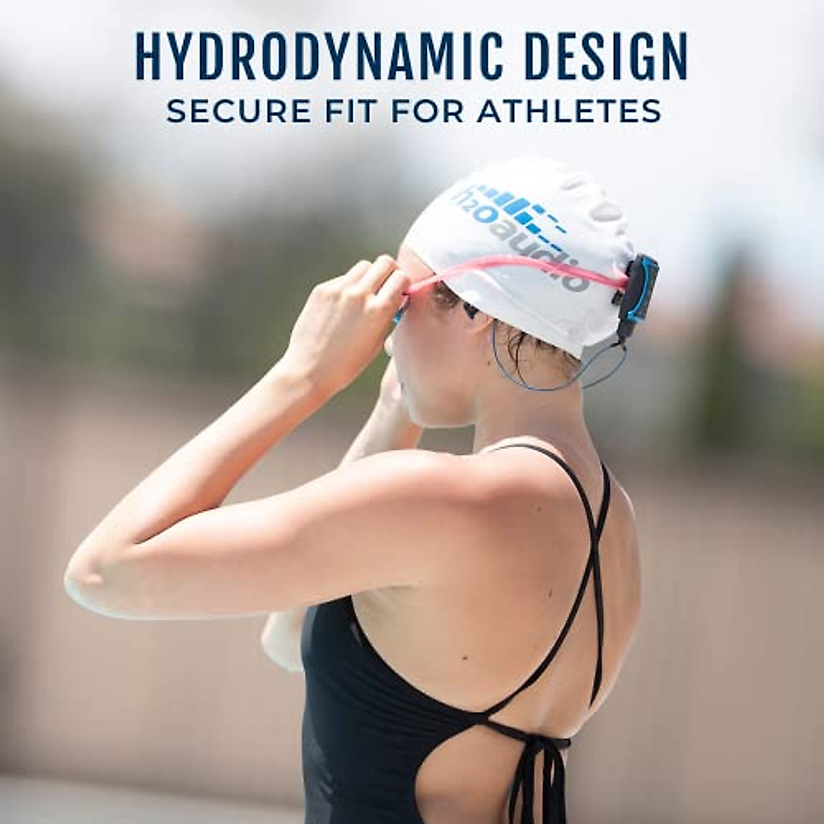 H2O Audio Surge S+ Waterproof Sport Short Cord Headphones for Swimming and Underwater Activities | in-Ear Sweatproof, Dustproof, Water-Resistant Noise Cancelling Earbuds for iPods and MP3 Players