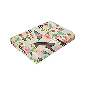 Knsoiv Rustic Flannel Plush Throw Blanket, Horses Floral Horse Breeds Farm Animal Pets Blankets for All Seasons, Thick Air Conditioning Blanket 50"X40"