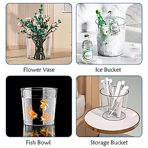 Kingrol 6 Pack Clear Flower Vases, 3 Quart Plastic Ice Buckets for Chilling Beer, Wine, Champagne, Multipurpose Buckets for Home Office, 6.5 x 6.5 x 6 Inch