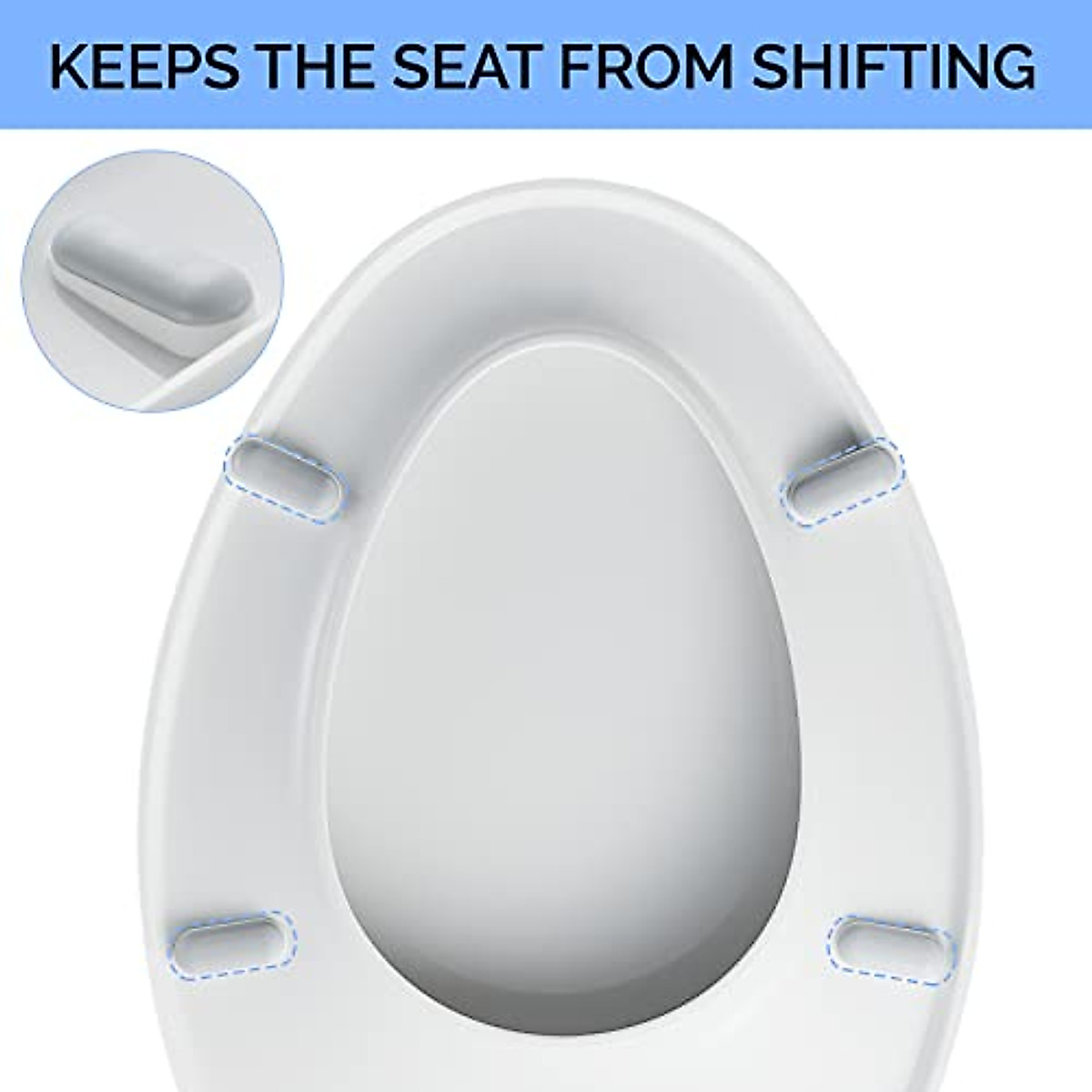 TINYROW Toilet Seat Elongated,Slow Close Toilet Seat Plastic,White Toilet Seat,19 Inch Toilet Seats for Standard Toilets,Toilet Lid