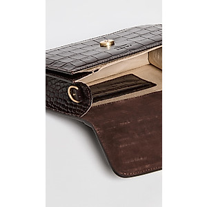 FRAME Women's Le Signature Small Top Handle Bag, Chocolate Croc, Brown, One Size