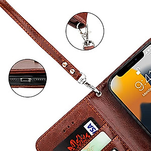 Bocasal Detachable Wallet Case for iPhone 13 Pro RFID Blocking Card Slots Holder Premium PU Leather Magnetic Kickstand Shockproof Wrist Strap Removable Flip Protective Cover 5G 6.1 inch (Brown)