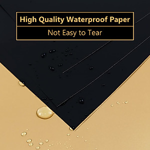 YEXEXINM 40pcs Double Sided Gold Black Flower Wrapping Paper, 22.8X22.8 Inch Waterproof Floral Wrapping Paper Sheets Florist Bouquet Supplies Packaging Paper for Wedding Engagement DIY Crafts Gift