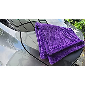 DEUTSCHMOTOR Super Fast 1600 GSM Large Microfiber Drying Towels 31"x20" (80x50cm) one Towel drys one car 2022 Twist-Loop Design (Purple)