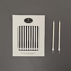 Comluge Long Tall Pearl White Birthday Candles for Cake Decorations 5.1 inches (24, Pearl White)