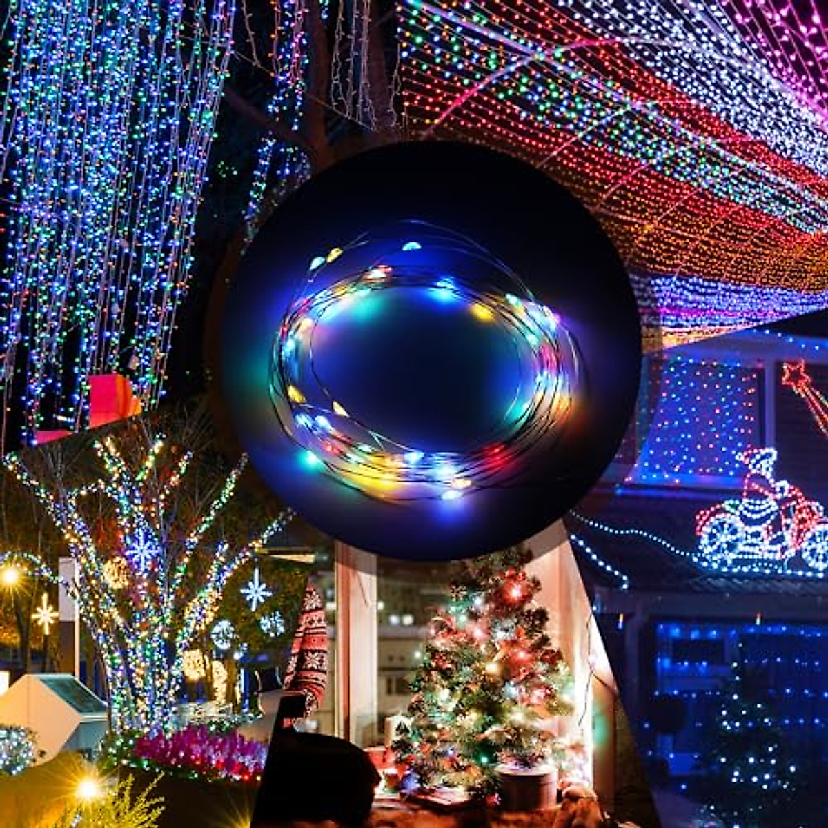 GLSbuld Multicolor Solar String Lights Outdoor,4-Pack 132FT 400 LED Halloween Lights with 8 Modes, Solar Fairy Lights for Christmas Party Indoor Patio Yard Trees Wedding