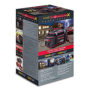 Handy Power X 1500 Watt Car Power Inverter, Connects to Vehicle for Emergency Back-up Power, 4 x 110V AC Outlets, 1 x USB Port (4.2A Total Output), Weather Resistant & Heavy Duty Bag, Includes Cables