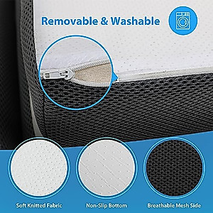 4 inch Tri Fold Folding Mattress Memory Foam Mattress Topper Portable Foldable Mattress Topper for Camping, Guest, Floor RV, CertiPUR-US Certified,with Washable Cover,Easy Storage, Twin