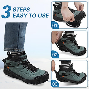 Ice Cleats Snow Traction Cleats Crampon for Walking on Snow and Ice Non-Slip Overshoe Rubber Anti Slip Crampons Slip-on Stretch Footwear(Small Size)
