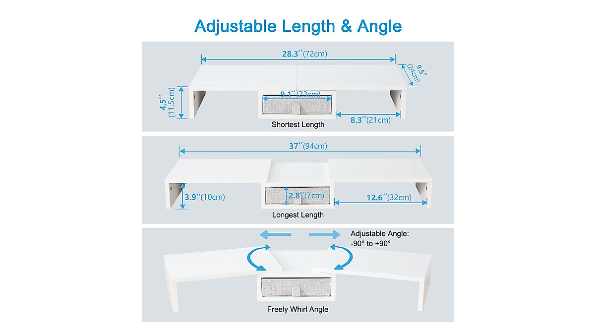 TEAMIX Adjustable Dual Monitor Stand with Drawer