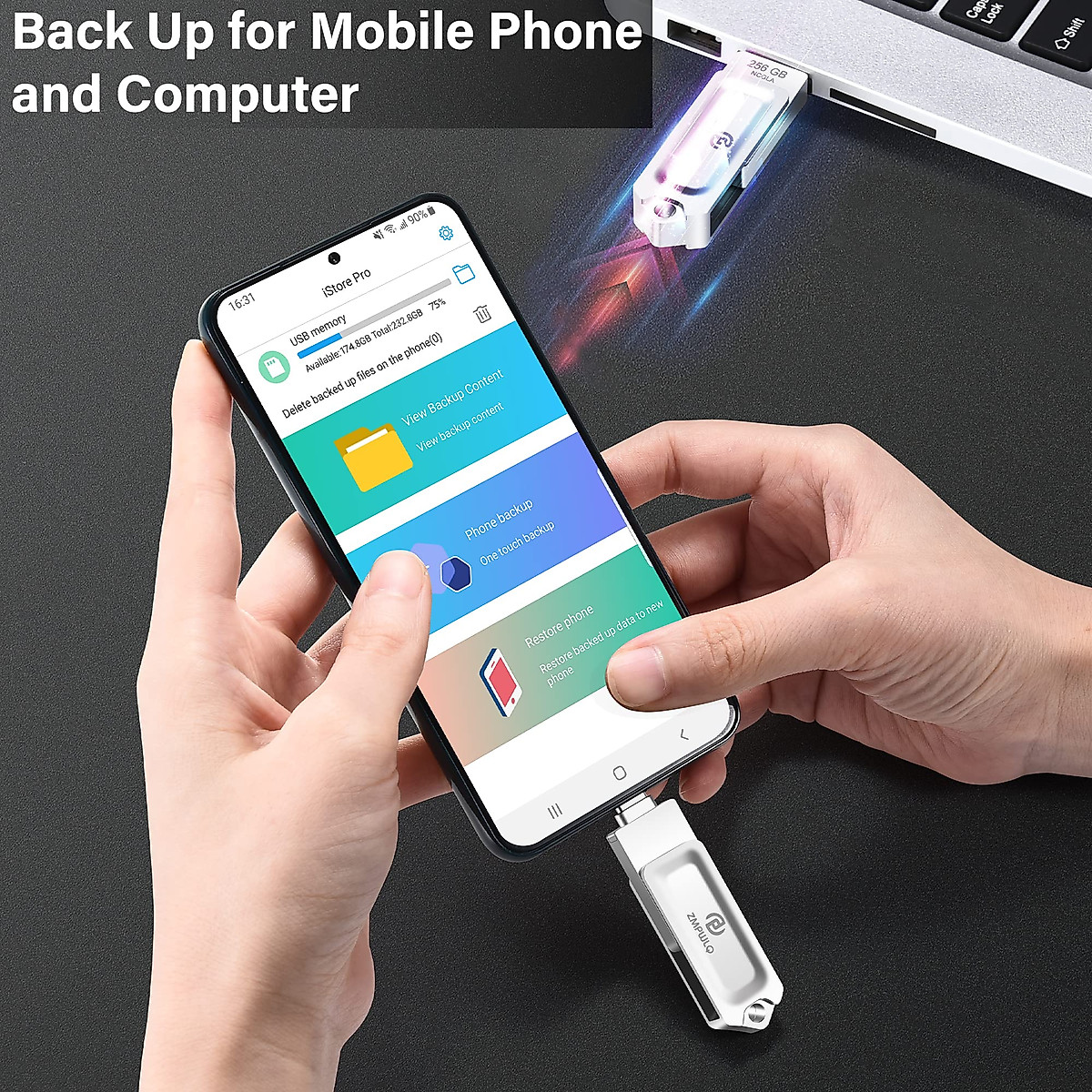 Auto Back Up for All Devices 512GB iPhone iPad Android Phones Mac and Windows Computer Storage Device Stick Picture Transfer Stick for iPhone USB Flash Drive Photos and Videos Back up Memory Stick