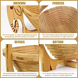 MYOSOTIS Foldable Fruit Basket Collapsible Bamboo Fruit and Veggie Basket,Fruit Bowl Holder Dried Fruit Basket Fo rChristmas Holiday Party (Elephant)