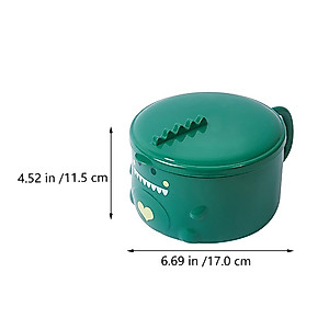 Hemoton Stainless Steel Noodle Bowl with Lid Dinosaur Pattern Soup Bowl Food Storage Container with Handle and Lid Bento Lunch Box Snack Bowl Rice Noodles Salad Green