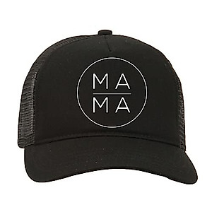 The Original Circle Mama Trucker Hat, Adjustable Snapback, Mom Hat, Mother's Day Birthday Gift (Mama Hat) Black