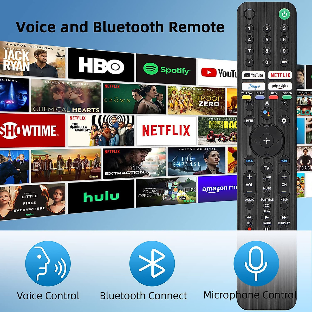 Gvirtue Voice Remote Control RMF-TX520U for Sony TV, Replacement for Sony Bravia OLED LED 4K 8K UHD Smart Google TV, with YouTube, Netflix, Disney+, Prime Video Buttons (6.0 Version)