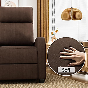 Homall Recliner Chair, Recliner Sofa PU Leather for Adults, Recliners Home Theater Seating with Lumbar Support, Reclining Sofa Chair for Living Room (Fabric, Brown)