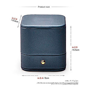 Oirlv Gorgeous Steel-Blue Ring Box Premium Leather Ring Gift Box for Wedding,Proposal Jewelry Storage Case